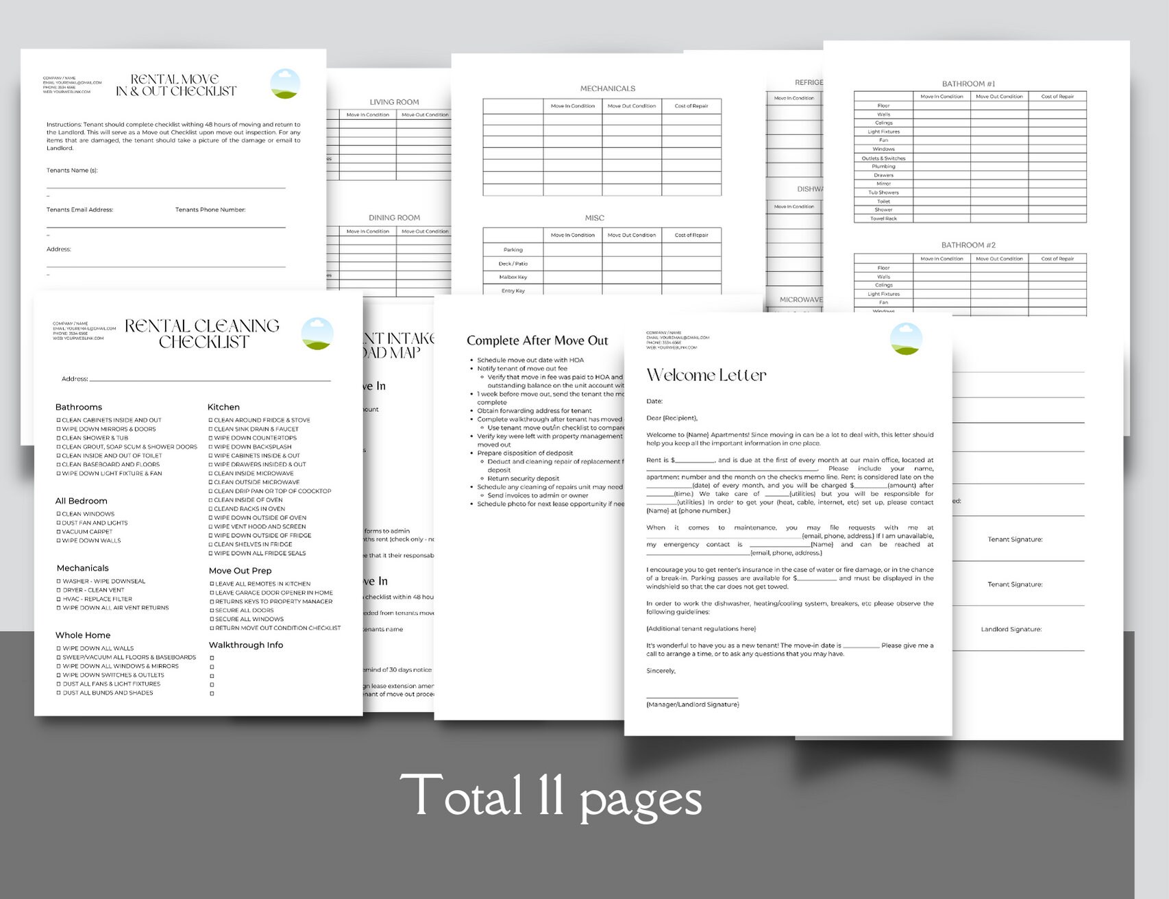 Editable and Printable Property Management Bundle Template, Tenant ...