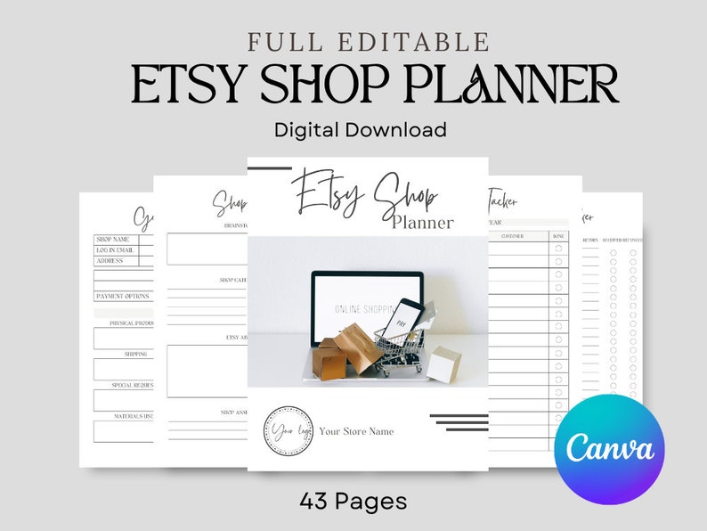 Editable and Printable Etsy Shop Planner Template, Etsy Seller Planner ...