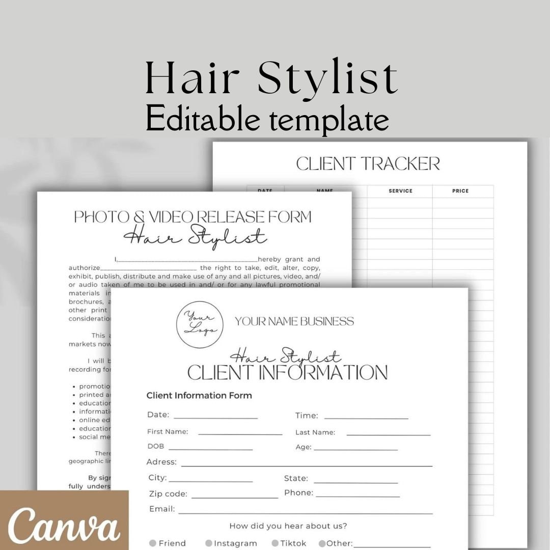 Editable and Printable Hair Stylist Client Template Form, Stylist Forms ...