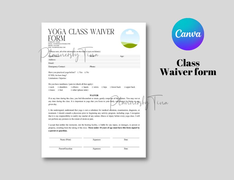 Editable Yoga Classes New Client Intake Form Template, Yoga Studio ...