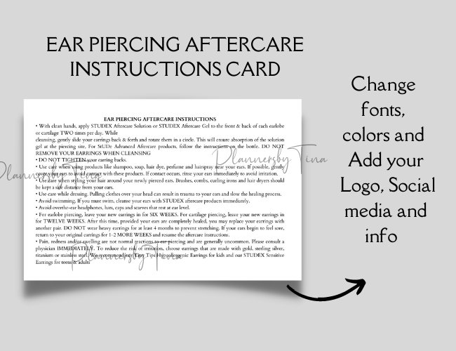Editable and Printable Ear Piercing Release of Liability Form, Piercing ...