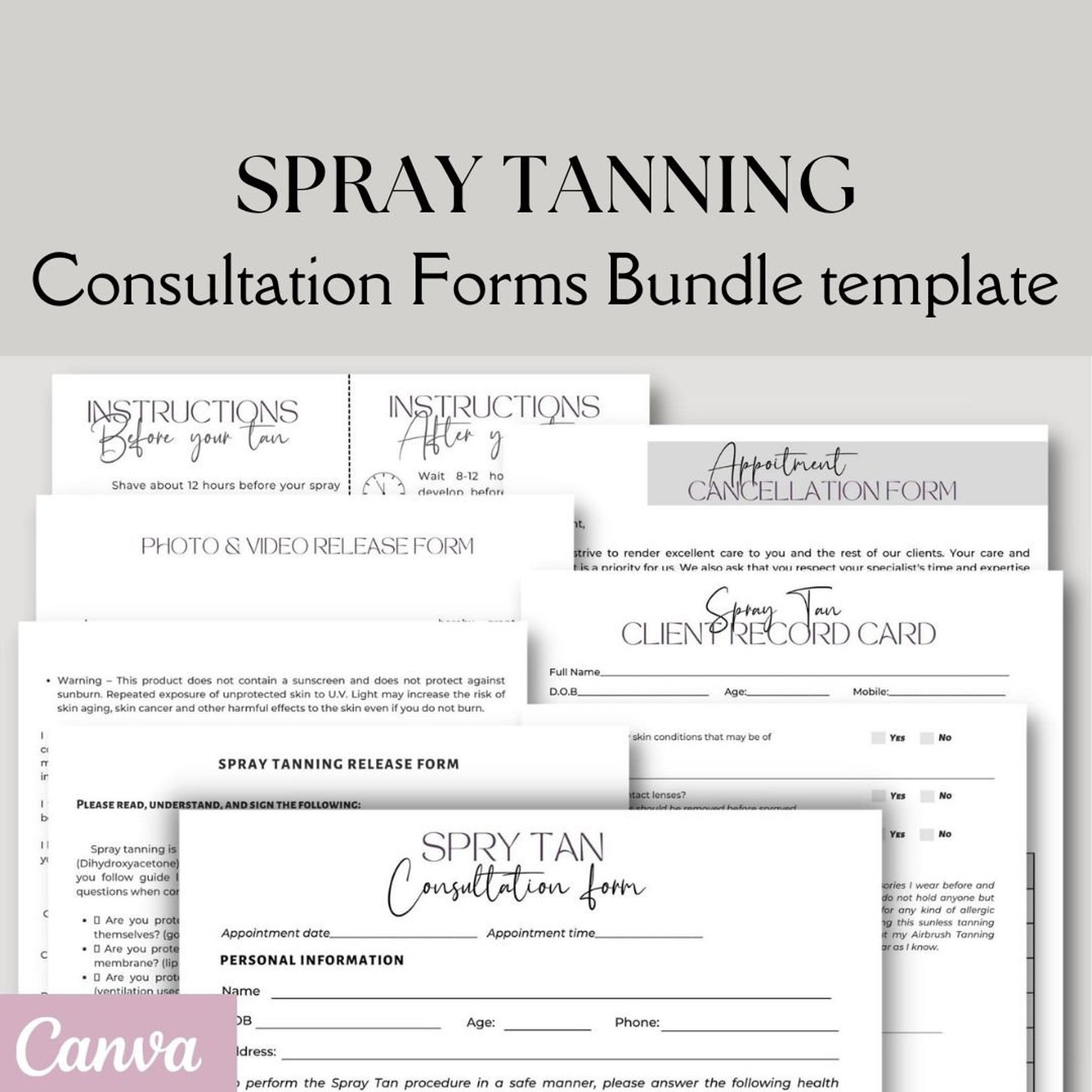 Editable and Printable Spray Tan Business Template, Spray Tanning ...