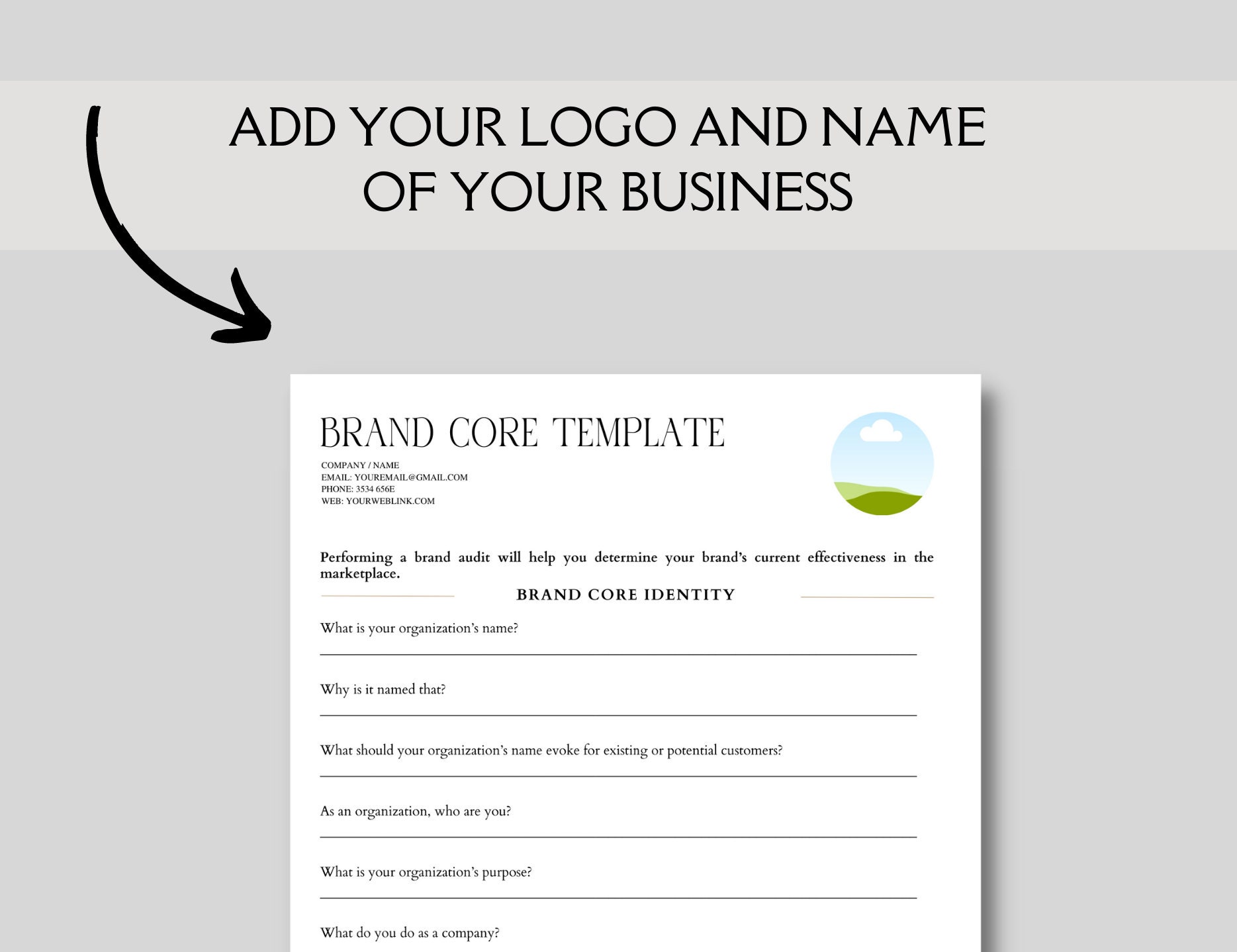 Editable and Printable Brand Core Audition Form Template, Brand Values ...