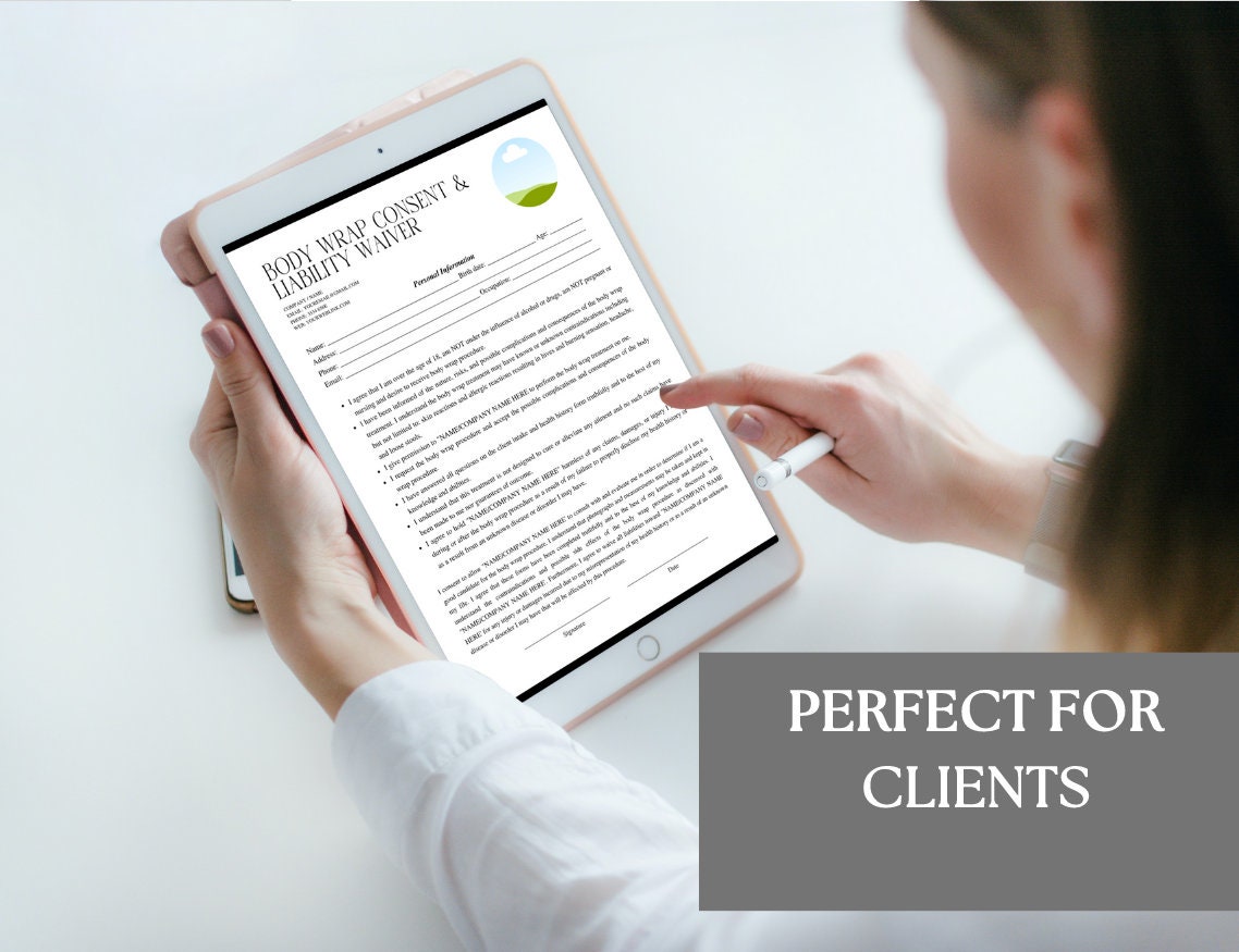 Editable and Printable Body Wrap Consent and Liability Form, Body Wrap ...