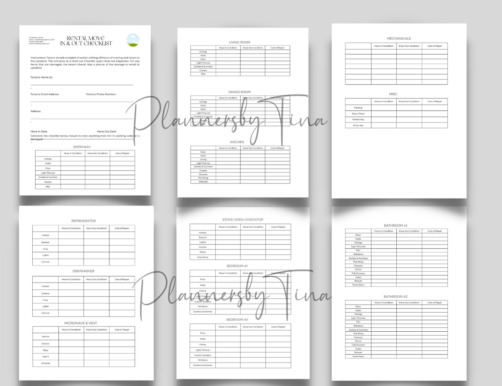 Editable and Printable Property Management Bundle Template, Tenant ...