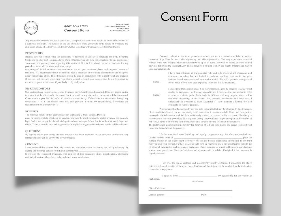 Editable Body Sculpting Client Intake Bundle Forms, Body Sculpting ...