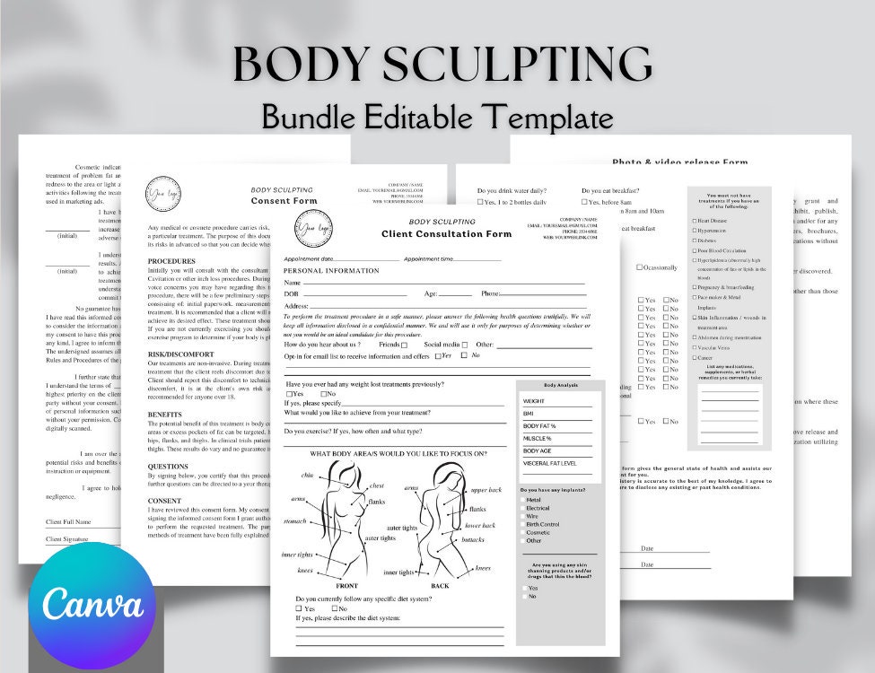 Editable Body Sculpting Client Intake Bundle Forms, Body Sculpting ...