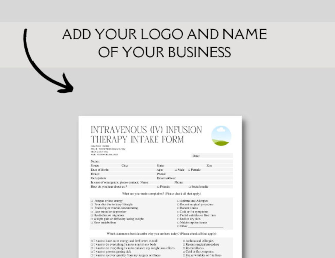 Editable IV Infusion Therapy Forms Template, IV Fluid Therapy Consent ...