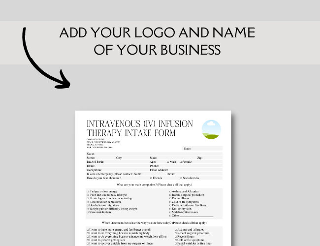 Editable IV Infusion Therapy Forms Template, IV Fluid Therapy Consent ...