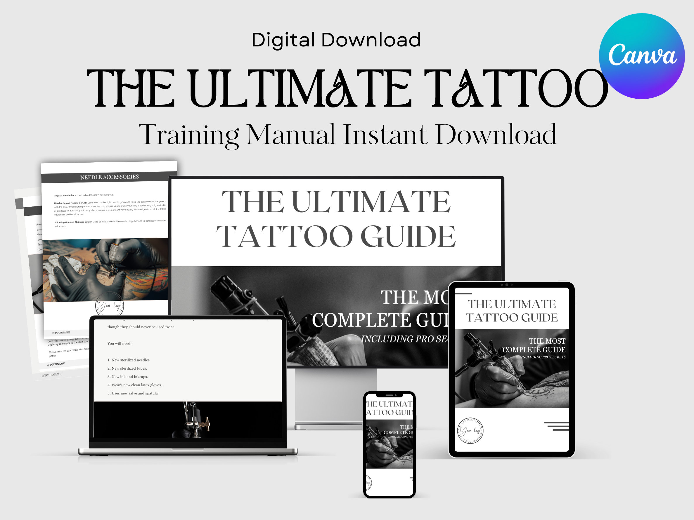 Editable and Printable Elegant Tattoo Guide Training Manual Instant ...