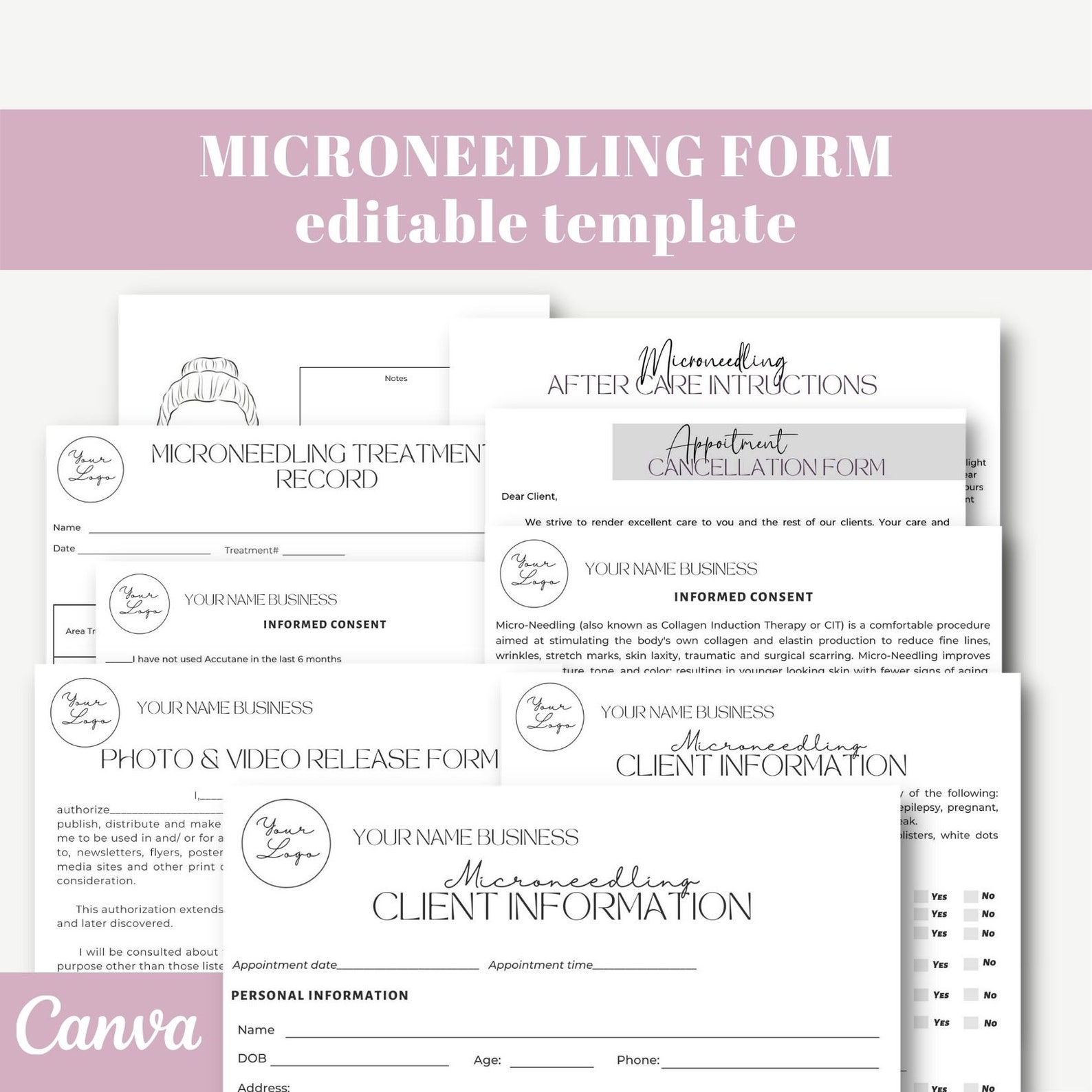 Editable Microneedling Intake Form I Microneedling Consent - Etsy