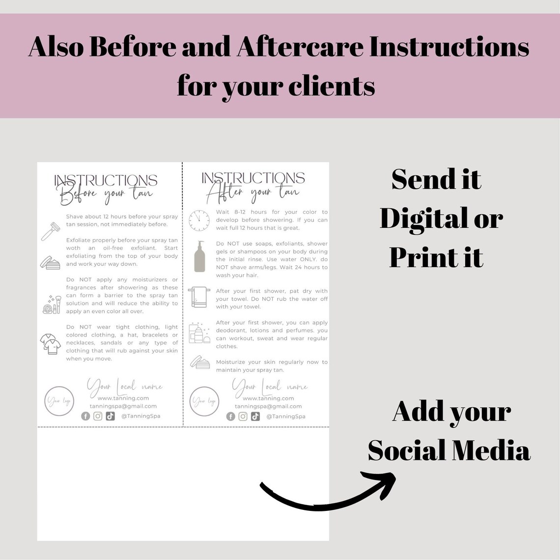 Editable and Printable Spray Tan Business Template, Spray Tanning ...