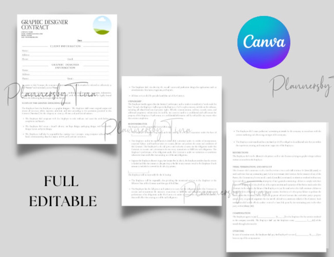 Editable Graphic Design Contract Agreement, Professional Graphic Design ...