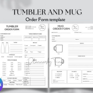 Editable and Printable Tumbler and Mug Order Form Template, Custom ...