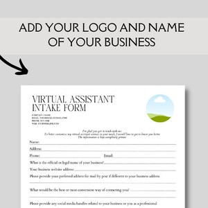 Editable and Printable Virtual Assistant Intake Client Form Template ...