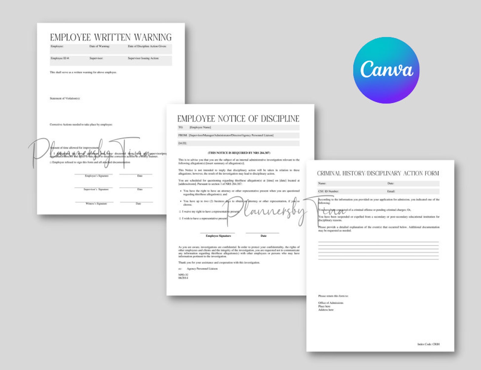 Editable and Printable Employee Disciplinary Action Bundle Forms ...