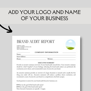 Editable and Printable Brand Audit Report Bundle Form Template, Brand ...