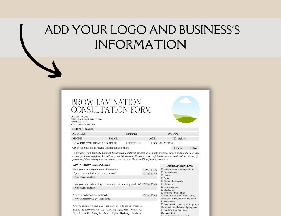 Editable Brow Lamination Template Bundle, Brow Lamination Care Cards ...