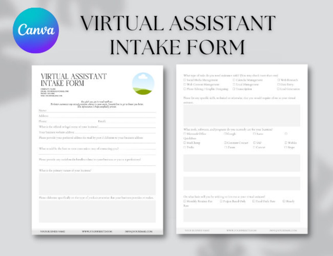 Editable and Printable Virtual Assistant Intake Client Form Template ...