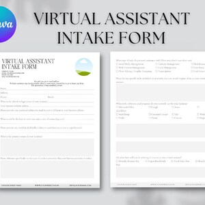 Editable and Printable Virtual Assistant Intake Client Form Template ...
