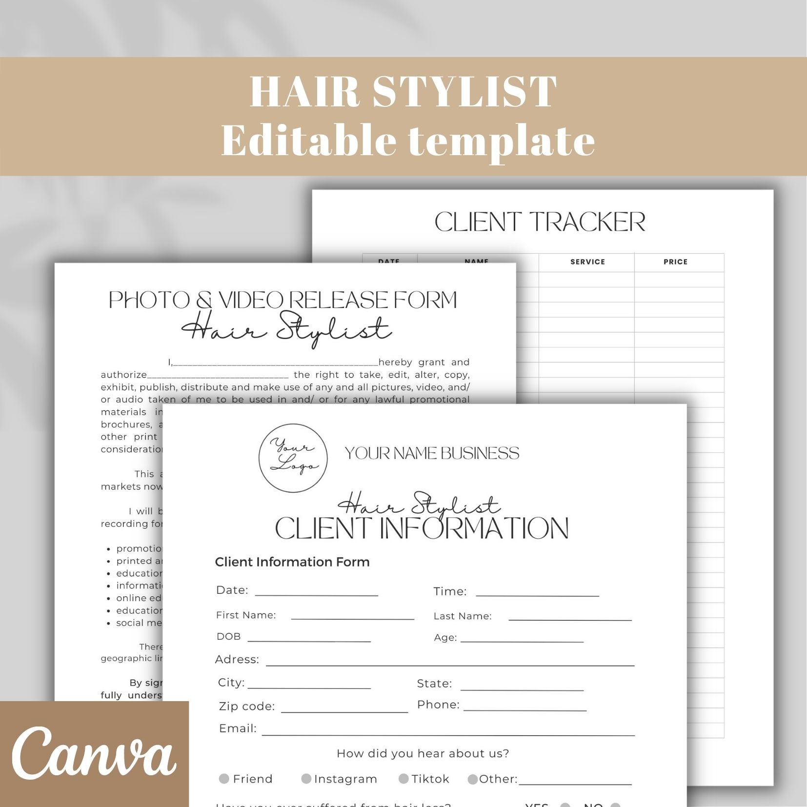 Editable and Printable Hair Stylist Client Template Form - Etsy