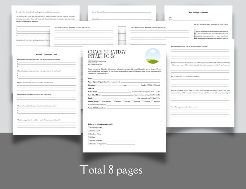 Editable and Printable Coach Strategy Client Intake Form Template ...