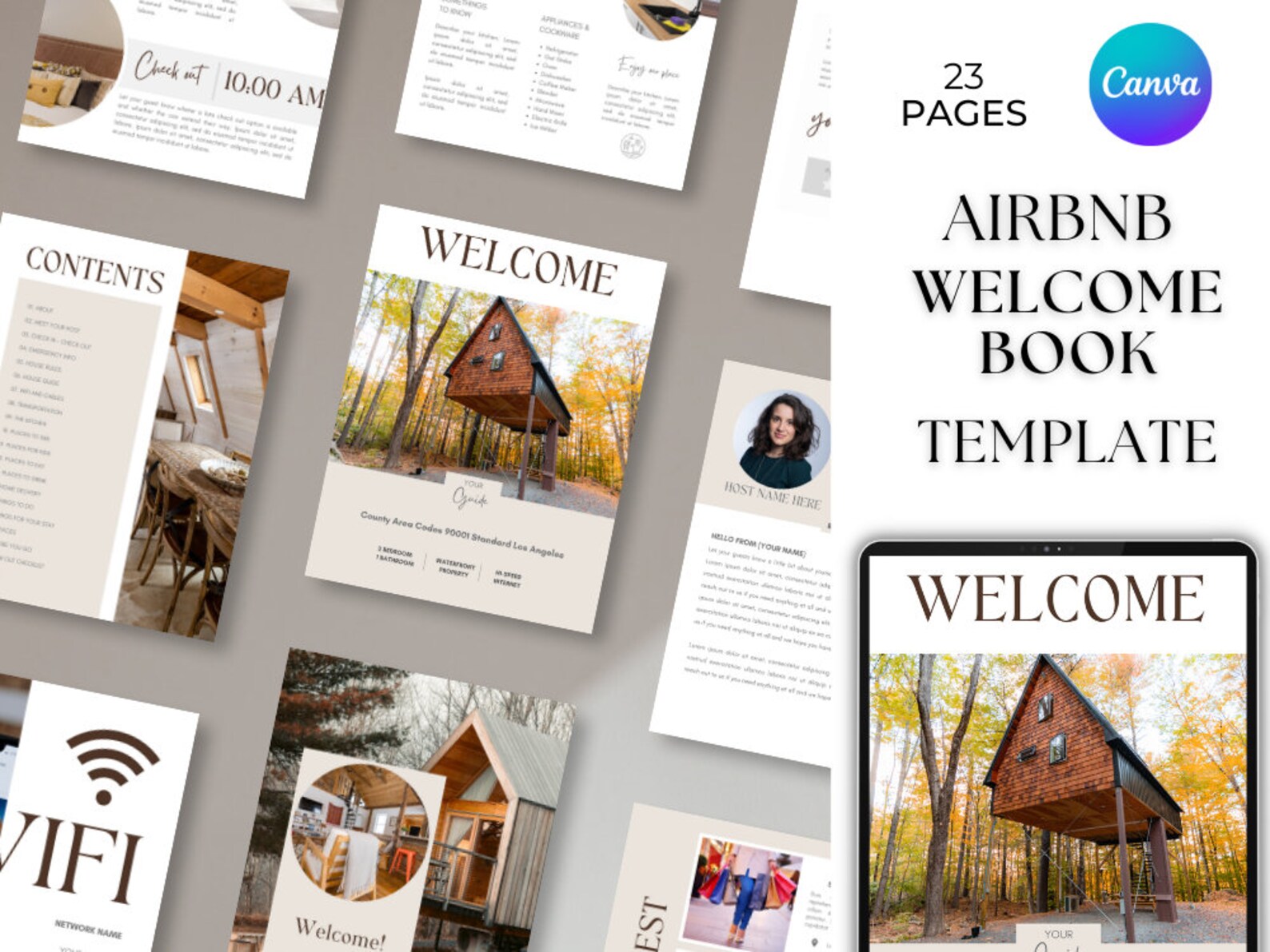 Editable Airbnb Guest Welcome Book Template, Airbnb Host Welcome Book ...