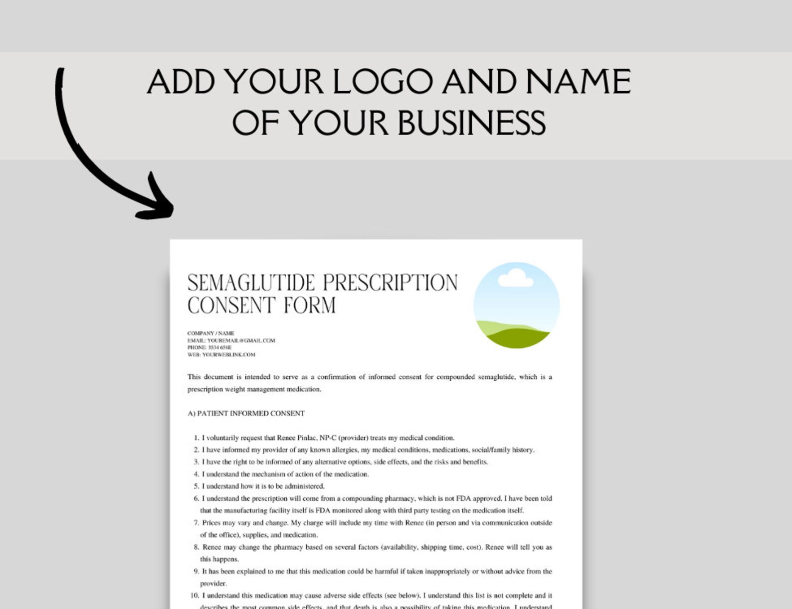 Editable Semaglutide Prescription Consent Form Template, Weight Loss ...