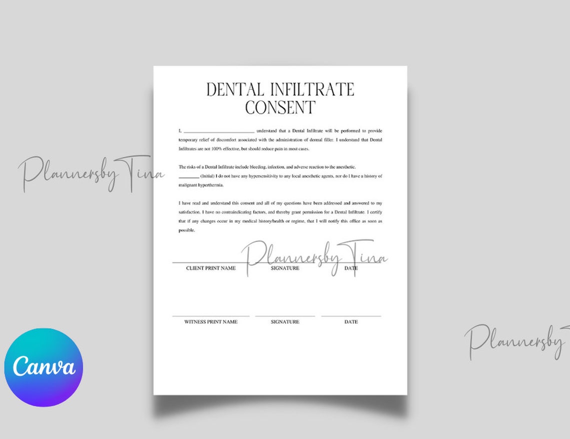 Editable and Printable Dermal Filler and Dental Infiltrate Consent Form ...