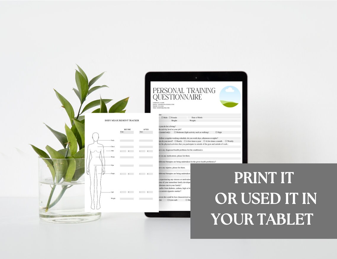 Editable Personal Training Questionnaire New Patient Intake Form ...