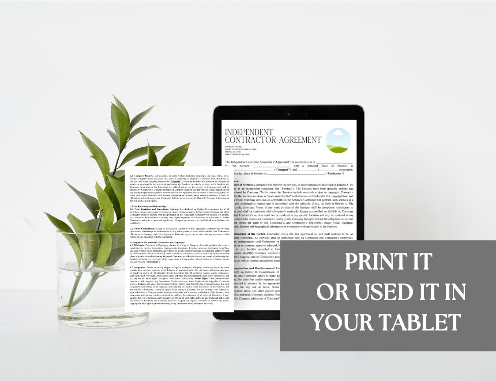 Editable and Printable Independent Contractor Contract Template ...