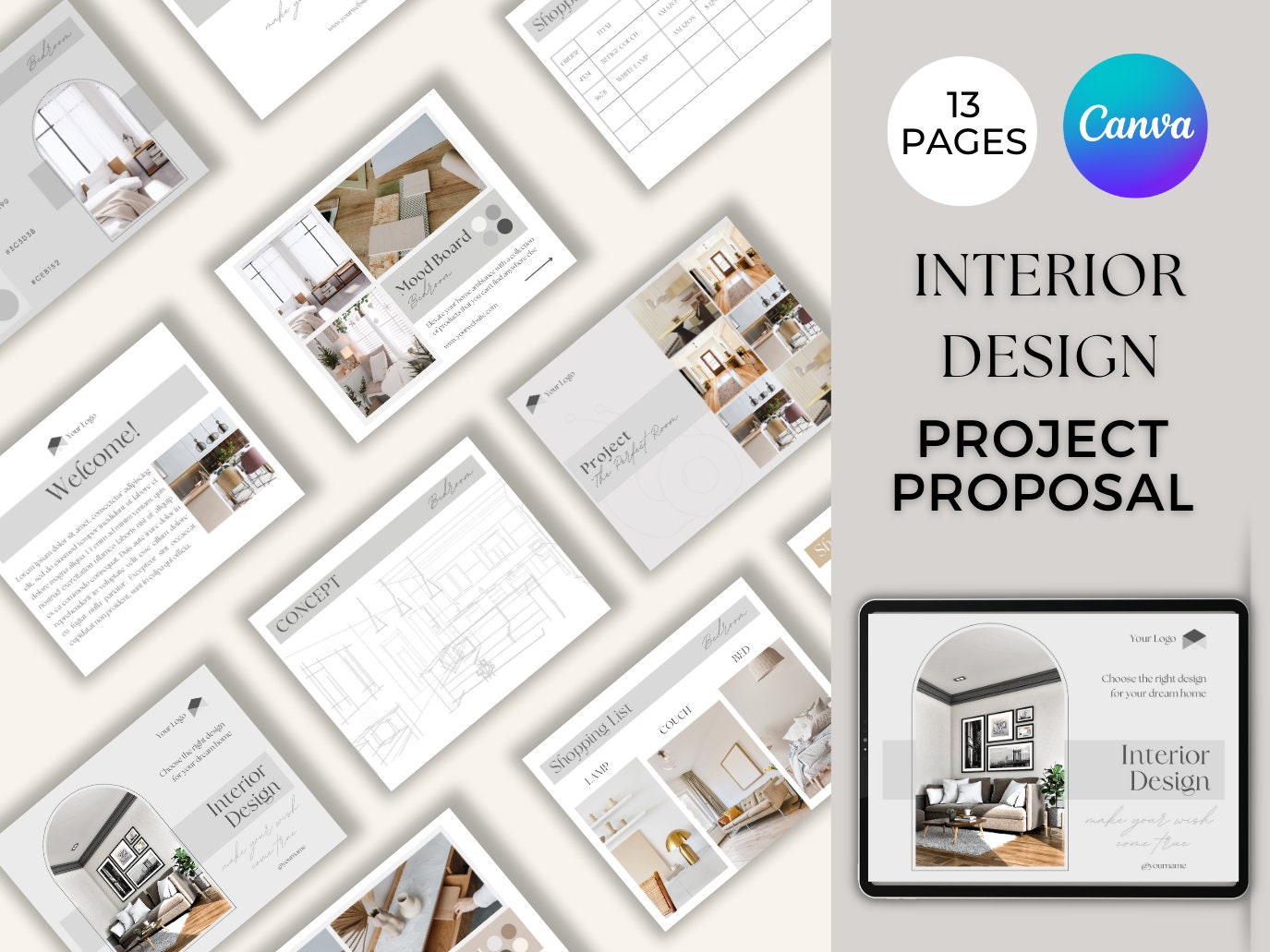 Editable Client Interior Design Presentation Proposal Template, Client ...