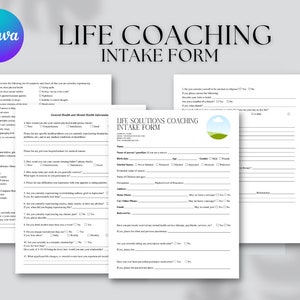 Editable and Printable Life Solutions Coaching Client Intake Form ...