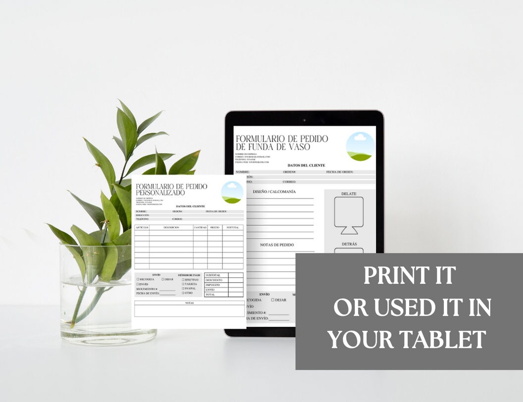 Editable and Printable Order Forms Bundle in Spanish, Tshirt, Tumbler ...