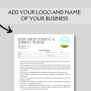Editable and Printable Body Wrap Consent and Liability Form, Body Wrap ...