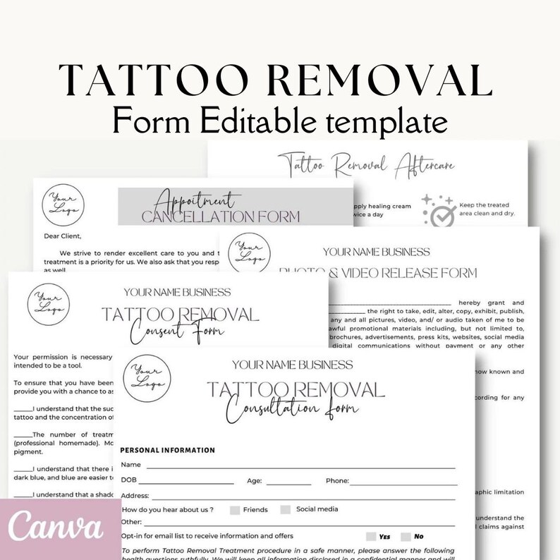 Full Editable Laser Tattoo Removal Form Template, Laser Tattoo Removal ...