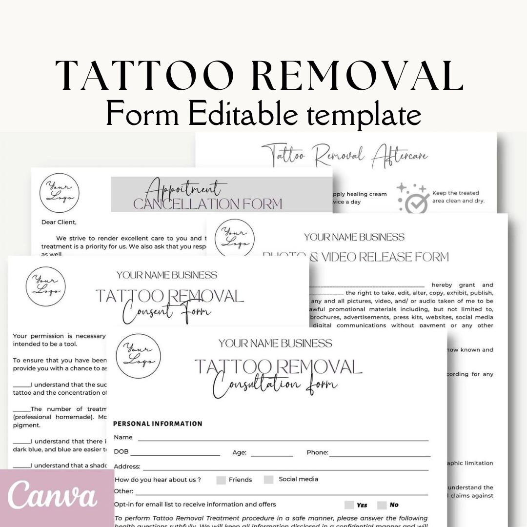 Full Editable Laser Tattoo Removal Form Template, Laser Tattoo Removal ...