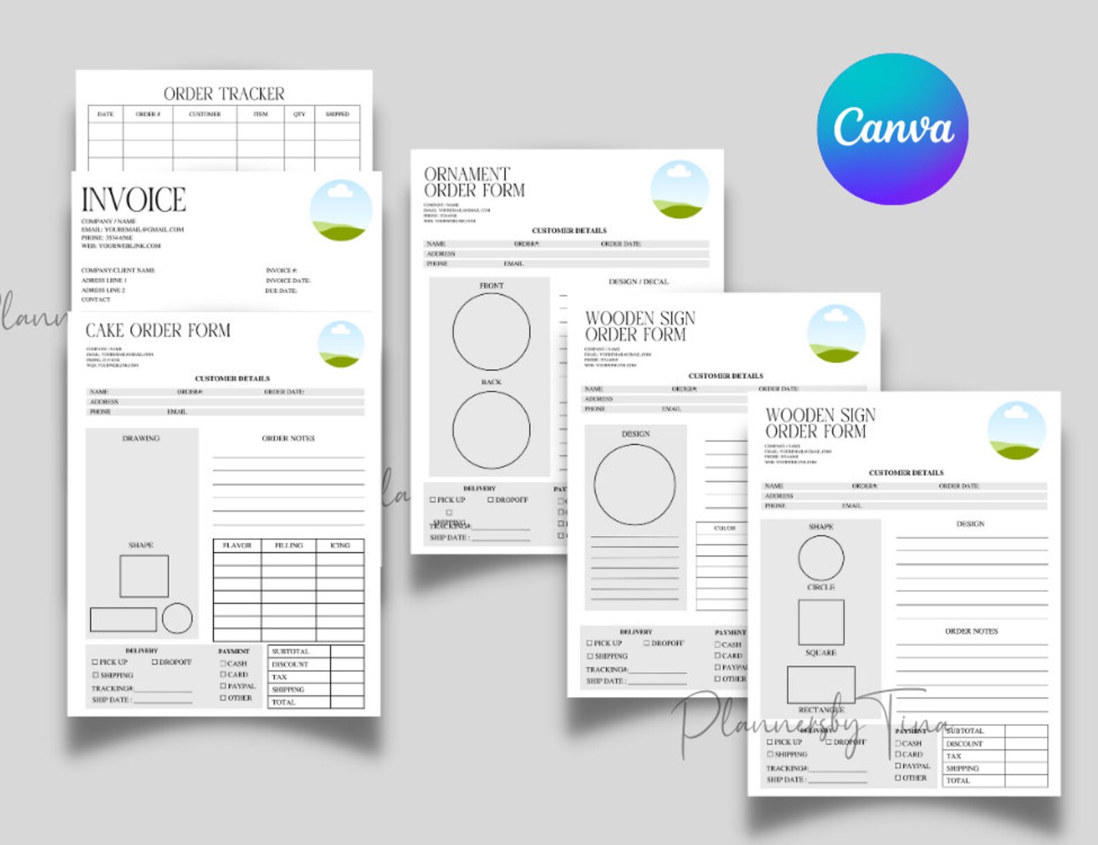 Editable and Printable Order Forms Bundle, Tshirt, Tumbler, Invoice ...