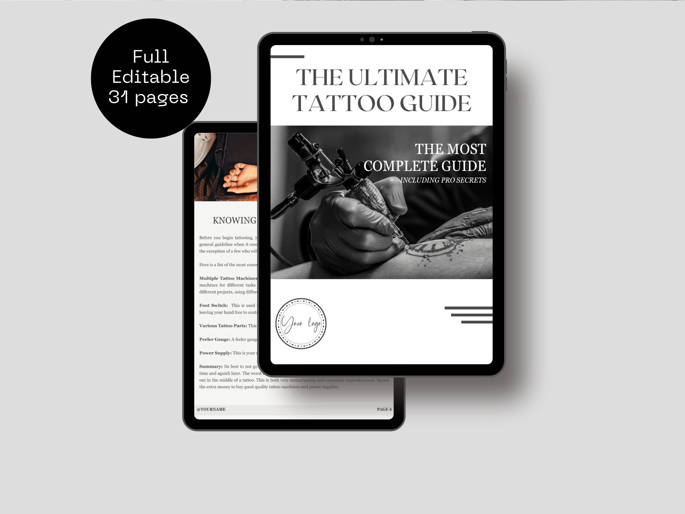Editable and Printable Elegant Tattoo Guide Training Manual Instant ...