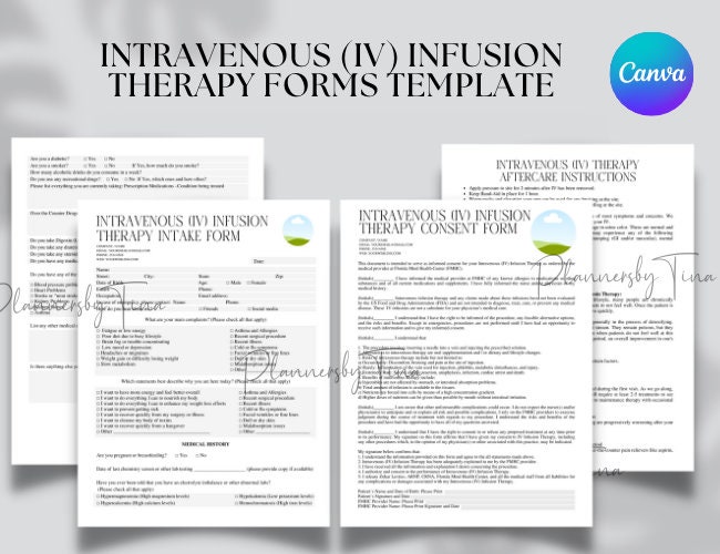 Editable IV Infusion Therapy Forms Template, IV Fluid Therapy Consent ...