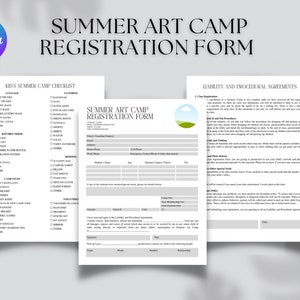 Editable and Printable Summer Art Camp Registration Form Template ...