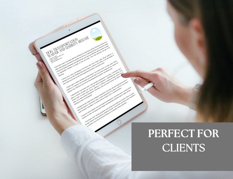 Editable and Printable Dog Transportation Waiver and Liability Release ...