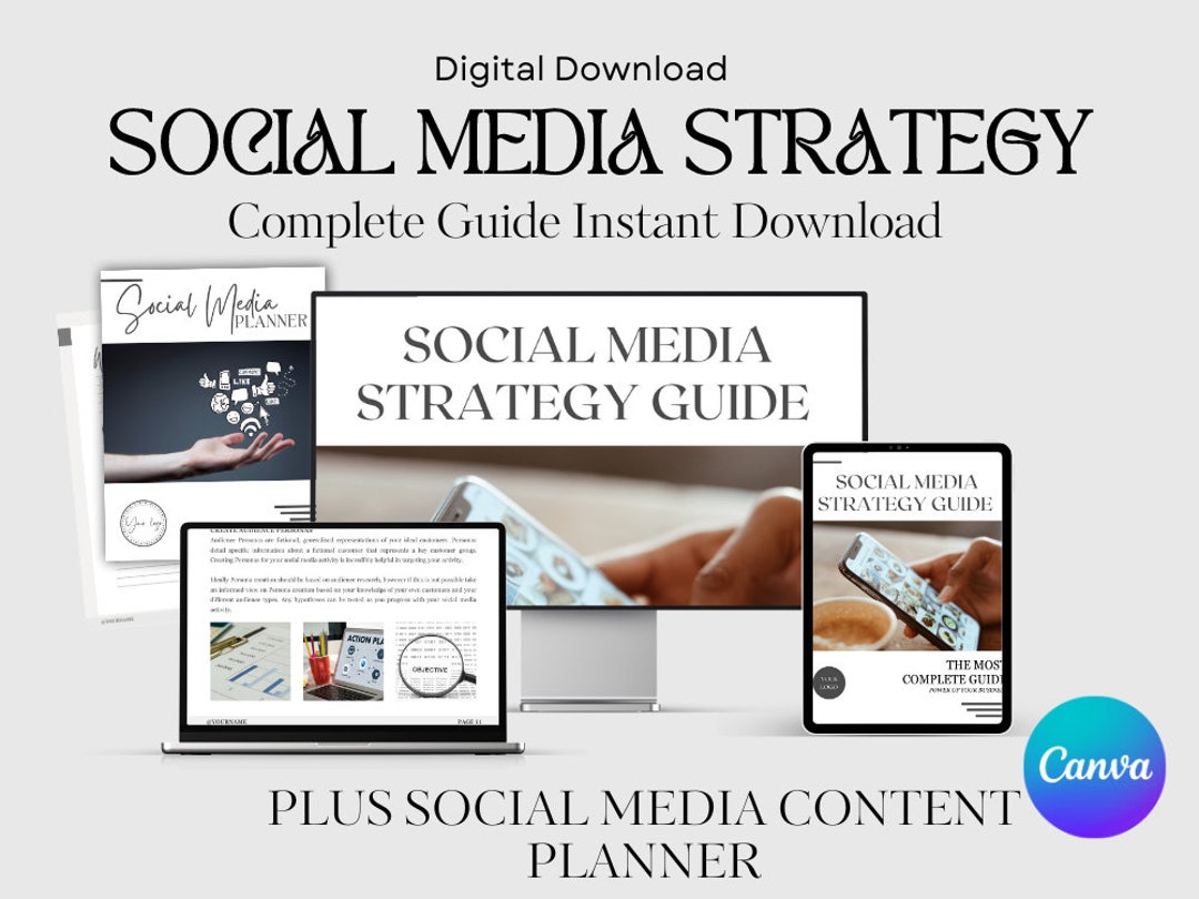 Editable and Printable Social Media Strategy Complete Guide Plus Social ...