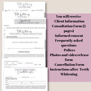 Editable and Printable Teeth Whitening Form Business Template, Teeth ...
