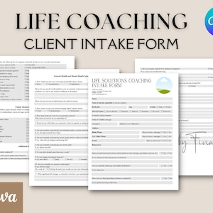 Editable and Printable Life Solutions Coaching Client Intake Form ...