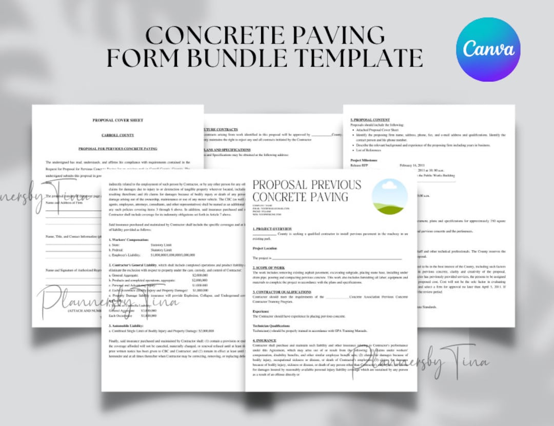 Editable and Printable Professional Concrete Paving Proposal Template ...