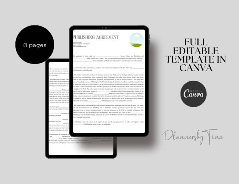 Editable Book Publishing Contract Template, Copywriter Business, Author ...