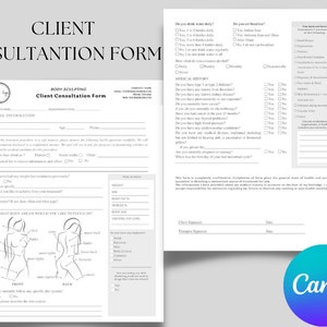 Editable Body Sculpting Client Intake Bundle Forms, Body Sculpting ...