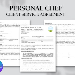 Editable and Printable Private Chef Client Service Agreement Contract ...