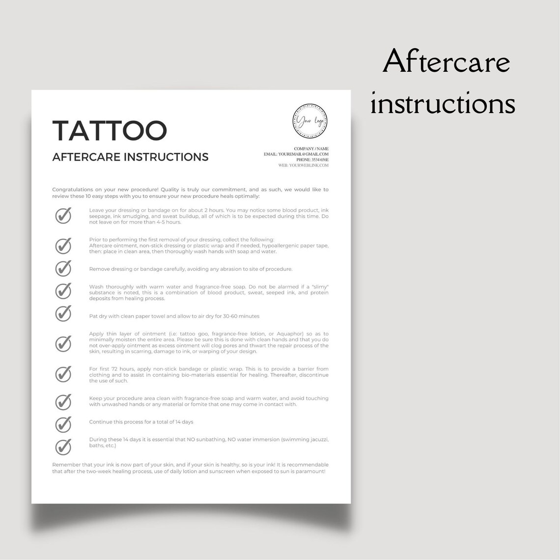 Editable and Printable Tattoo Client Intake Form, Tattoo Business Forms ...